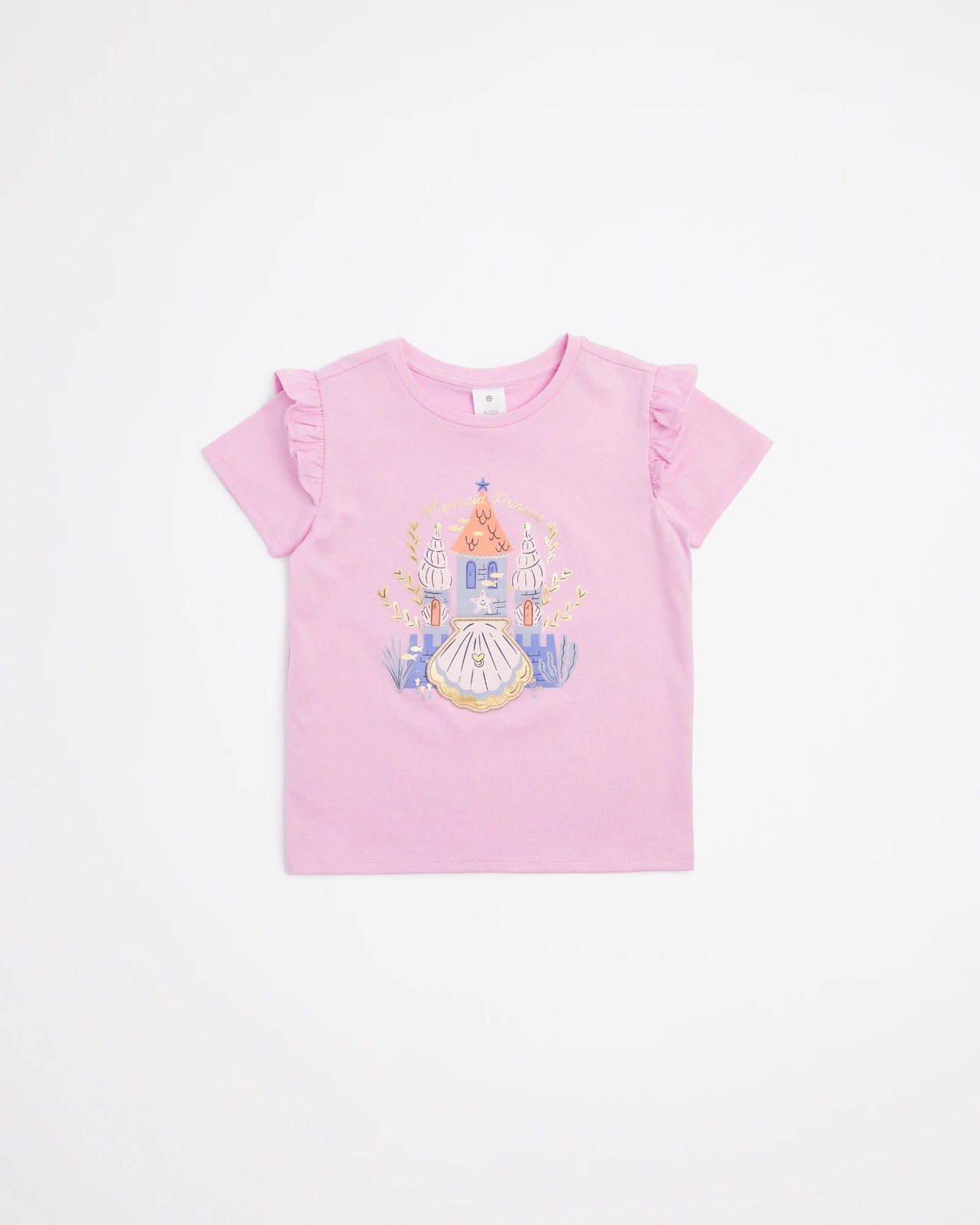 Novelty Embellished 3D Flap Mermaid Castle Frill Sleeve T-shirt ...