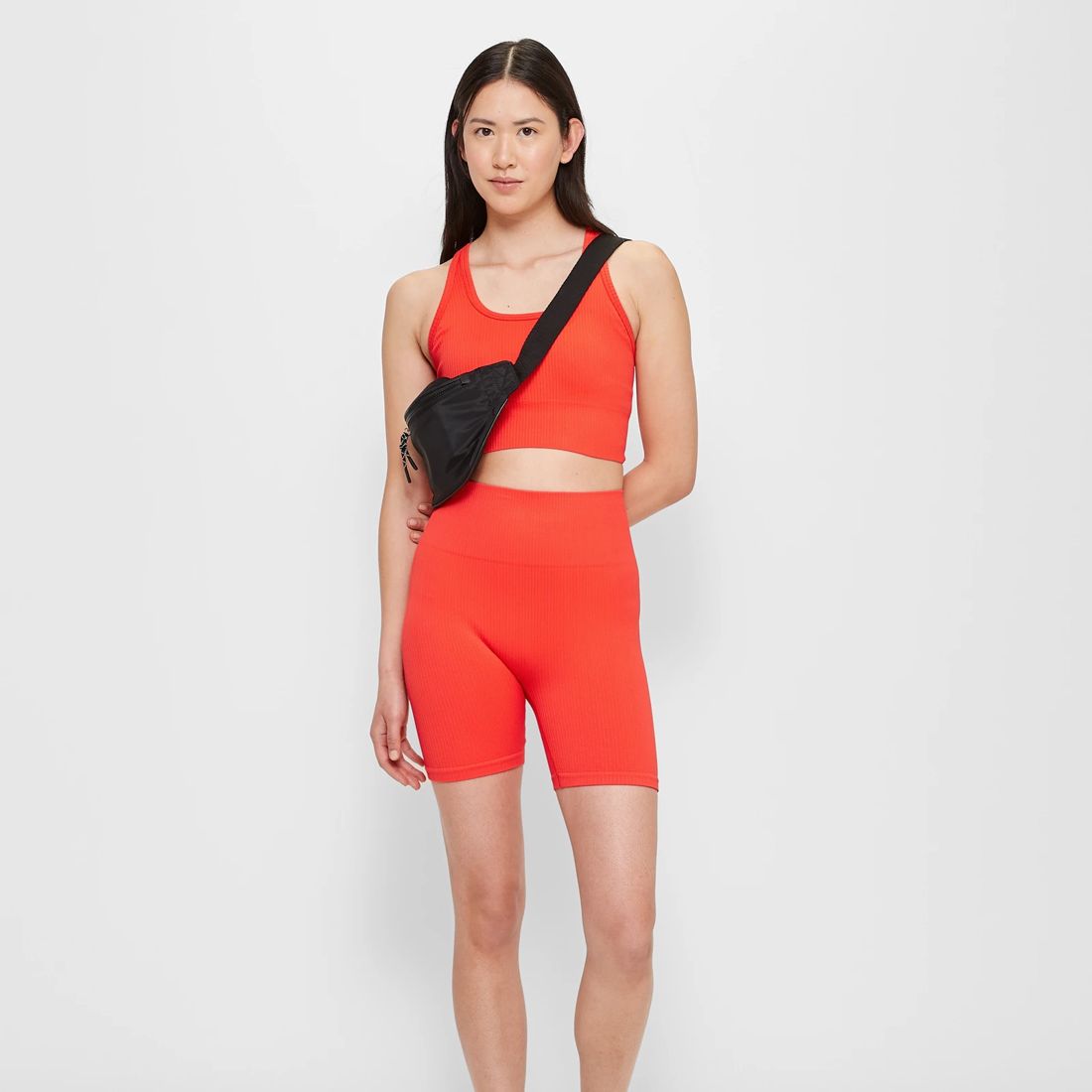 Active Seamfree Ribbed Longline Crop Top - Fire Orange | Target Australia