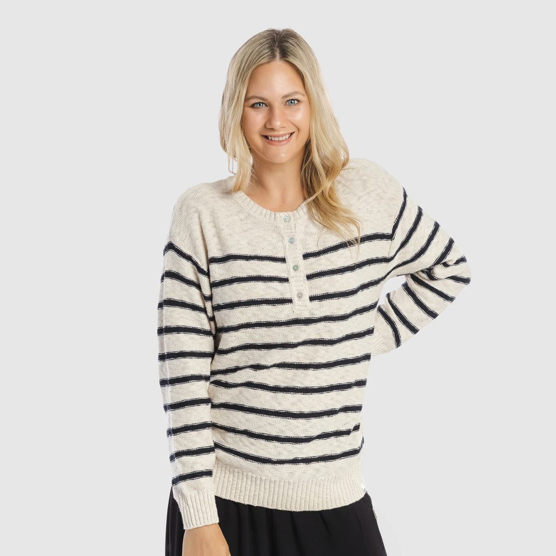 Piping Hot Henley Knit Jumper | Target Australia