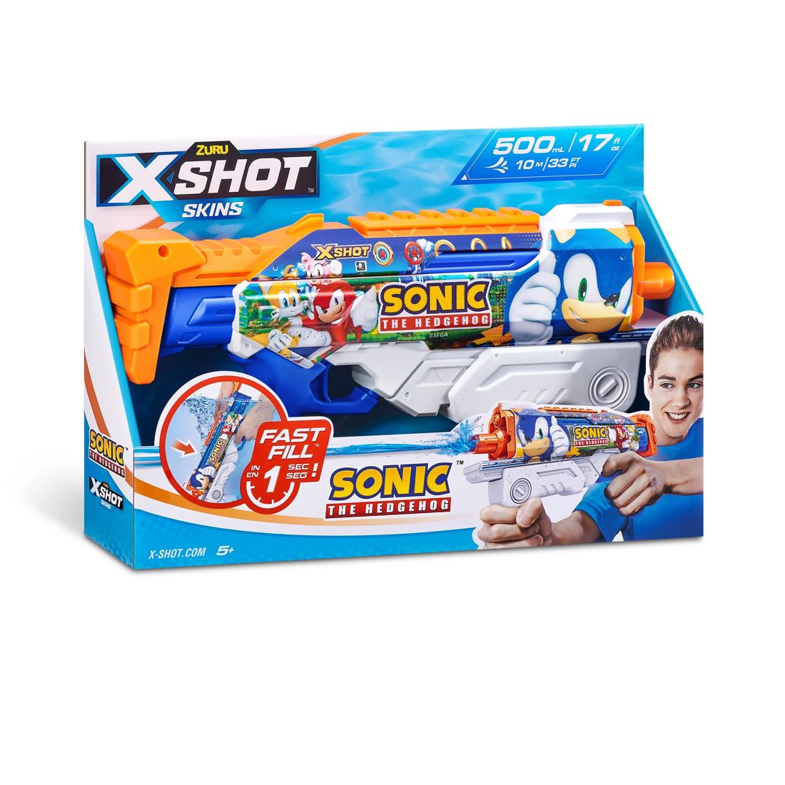 X-Shot Water Fast-Fill Skins Sonic The Hedgehog Hyperload Water Blaster ...