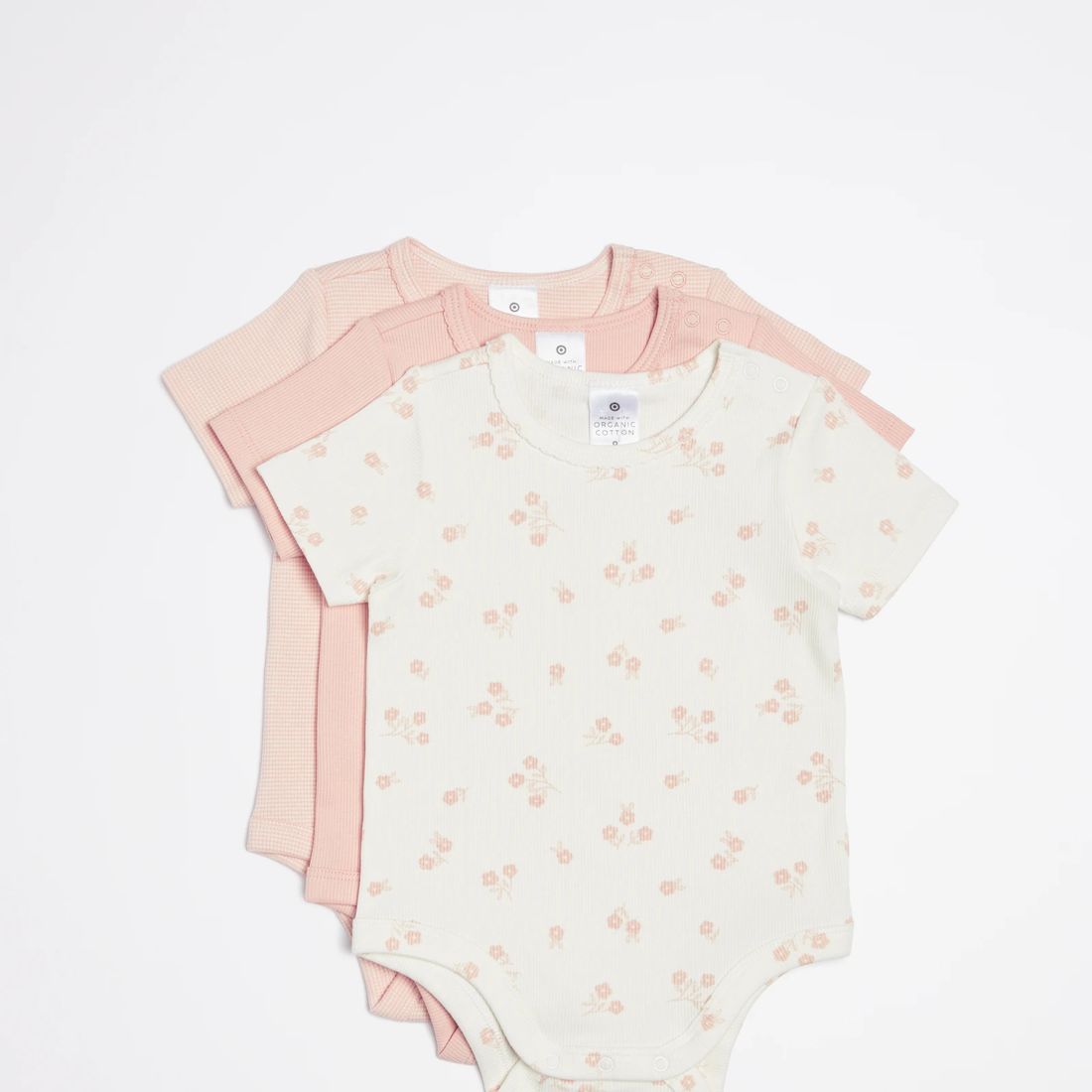 3 Pack Baby Organic Cotton Rib Bodysuits | Target Australia