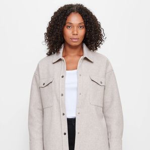 Brushed Patch Pocket Shacket - Oatmeal marle | Target Australia