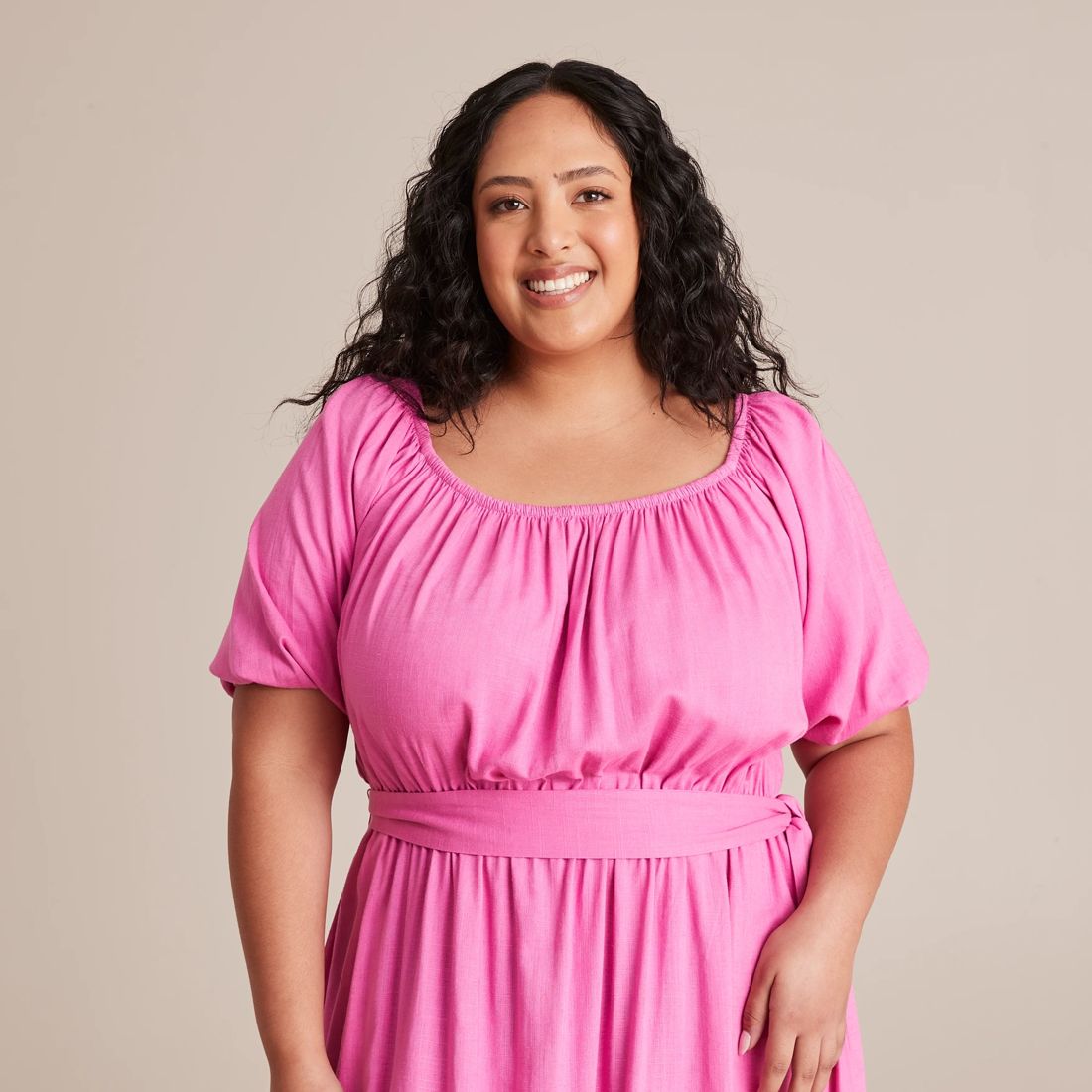 Curve Linen Blend Off The Shoulder Maxi Dress | Target Australia