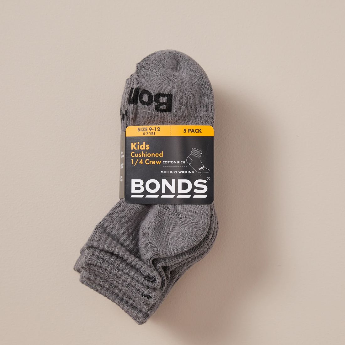5 Pack Bonds Kids Cushioned 1/4 Crew Socks - Grey | Target Australia