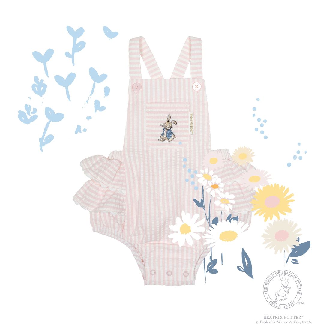 Peter Rabbit Pink Seersucker Frill Romper | Target Australia