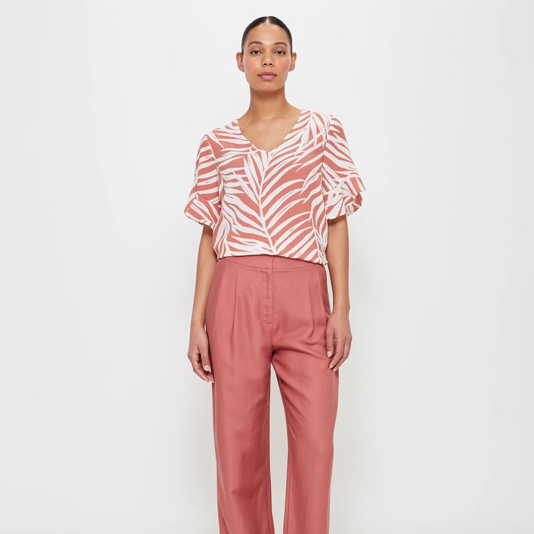 Woven V-Neck Shell Top - Preview - Palm Leaf | Target Australia