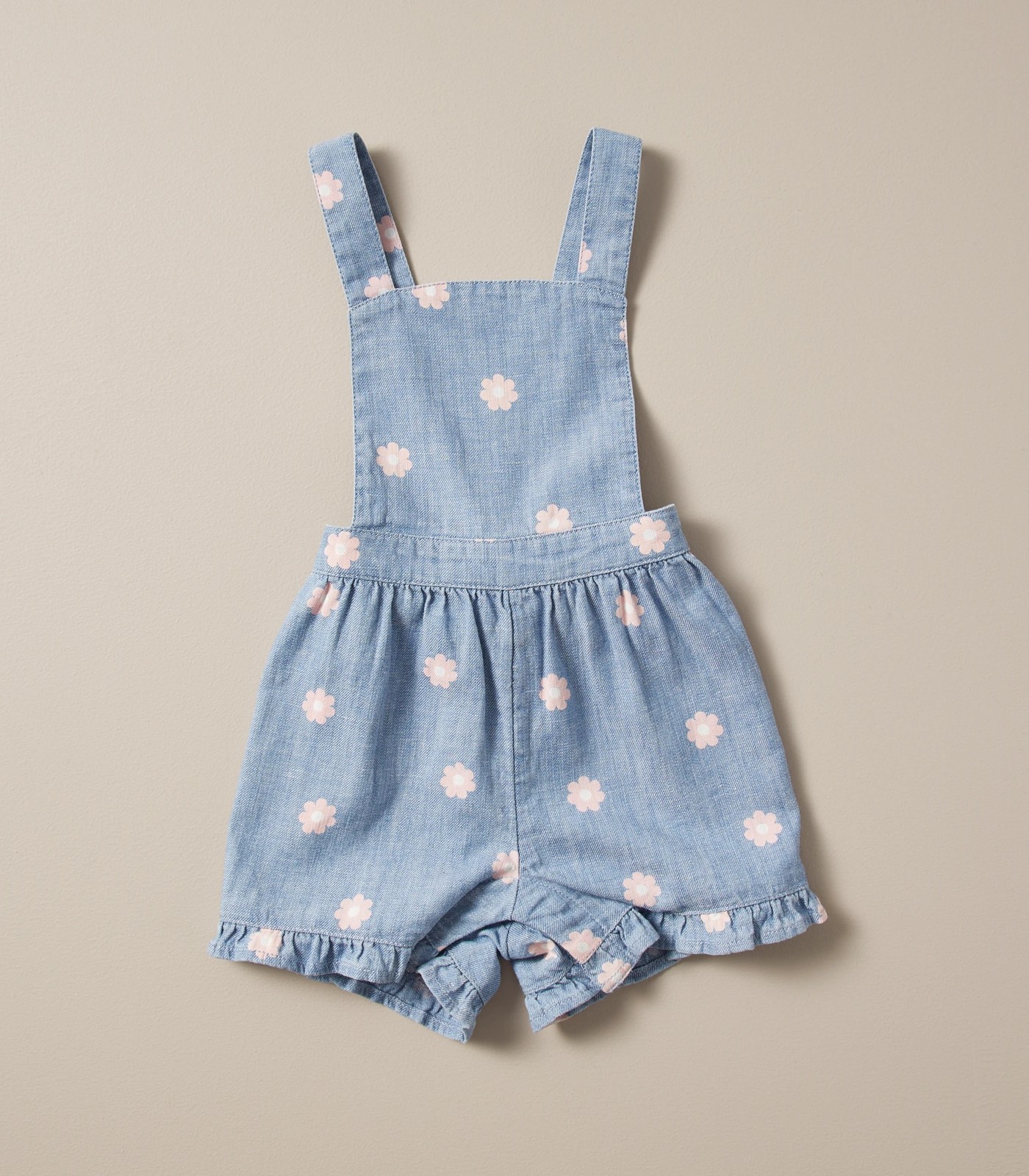2 Piece Baby Floral Linen Blend Chambray Shortall Set | Target Australia