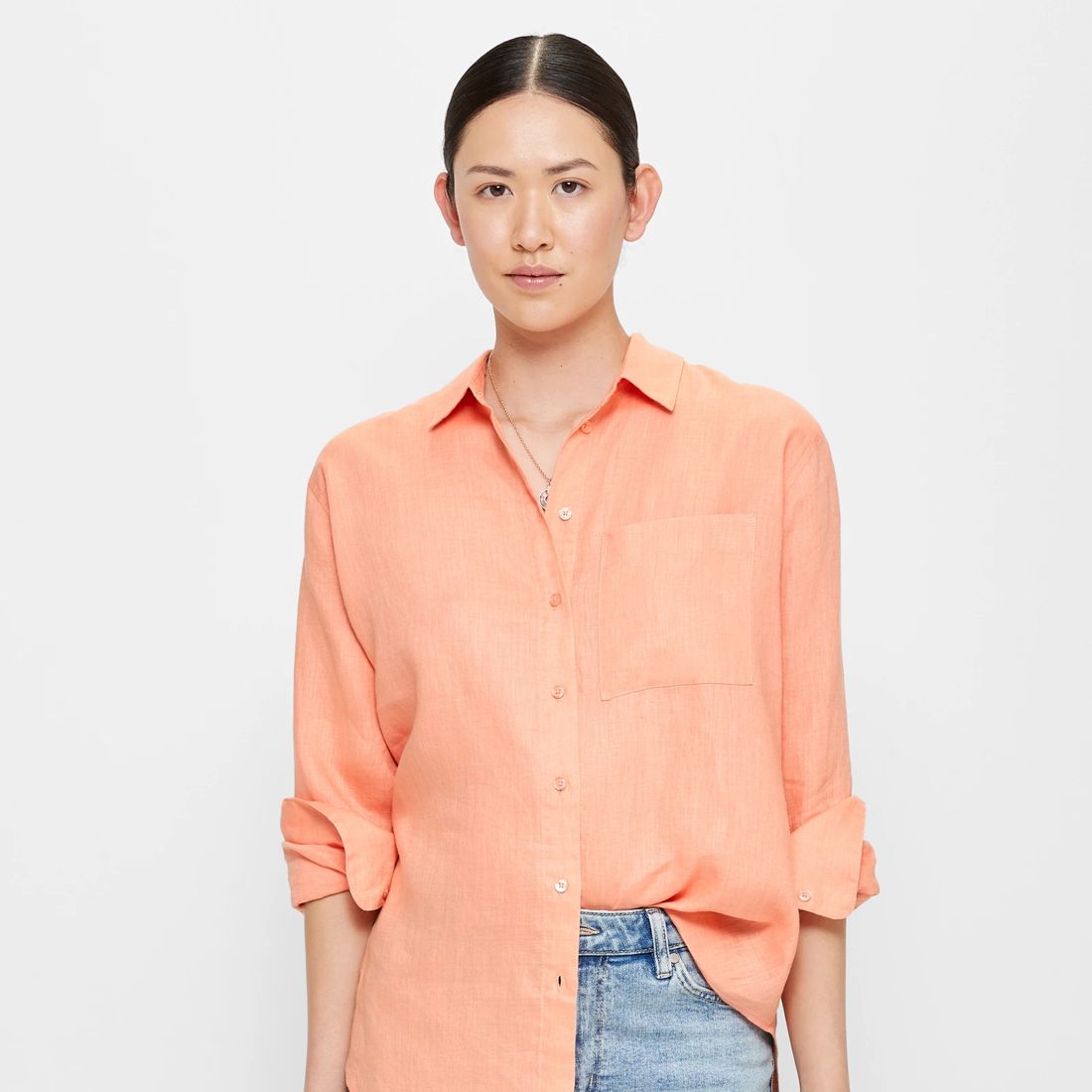 European Linen Long Sleeve Shirt - Peach | Target Australia