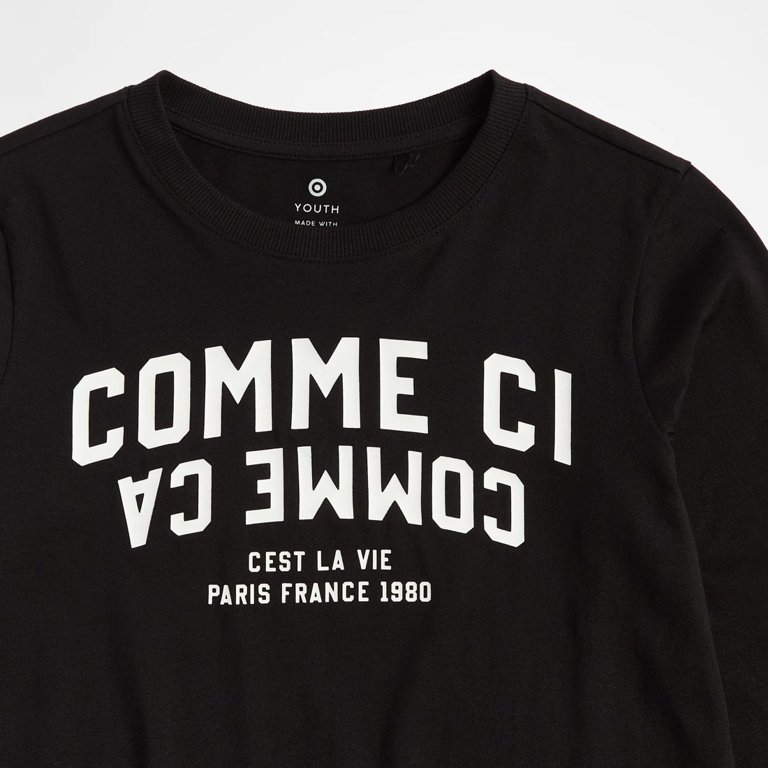 Organic Cotton Graphic Print Top - Black French | Target Australia