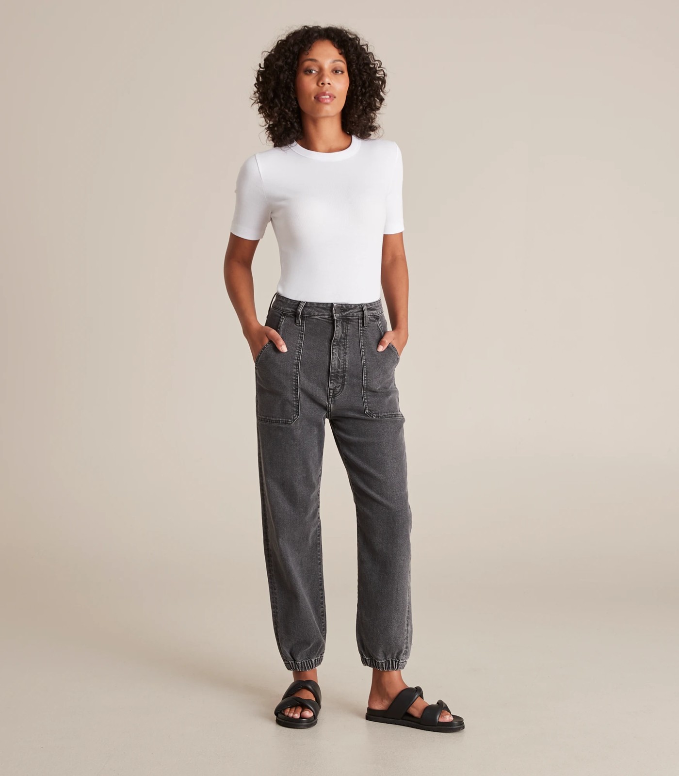 Yasmin Elasticated Hem Denim Jogger Pants | Target Australia
