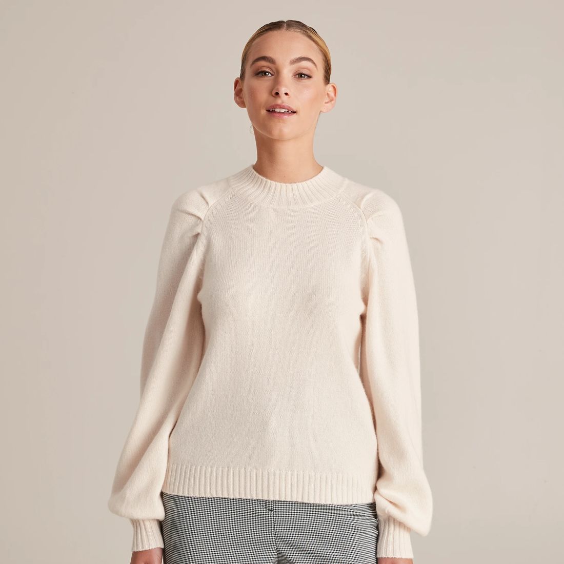 Preview Merino Wool Puff Sleeve Knit Jumper - Eggnog Marle | Target ...