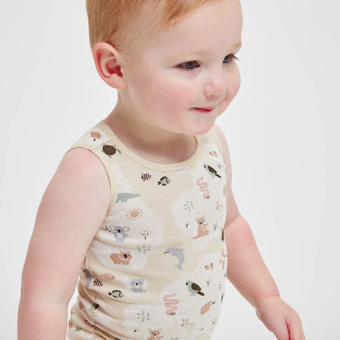 3 Pack Baby Organic Cotton Vests - Australian Animal Ecru | Target ...