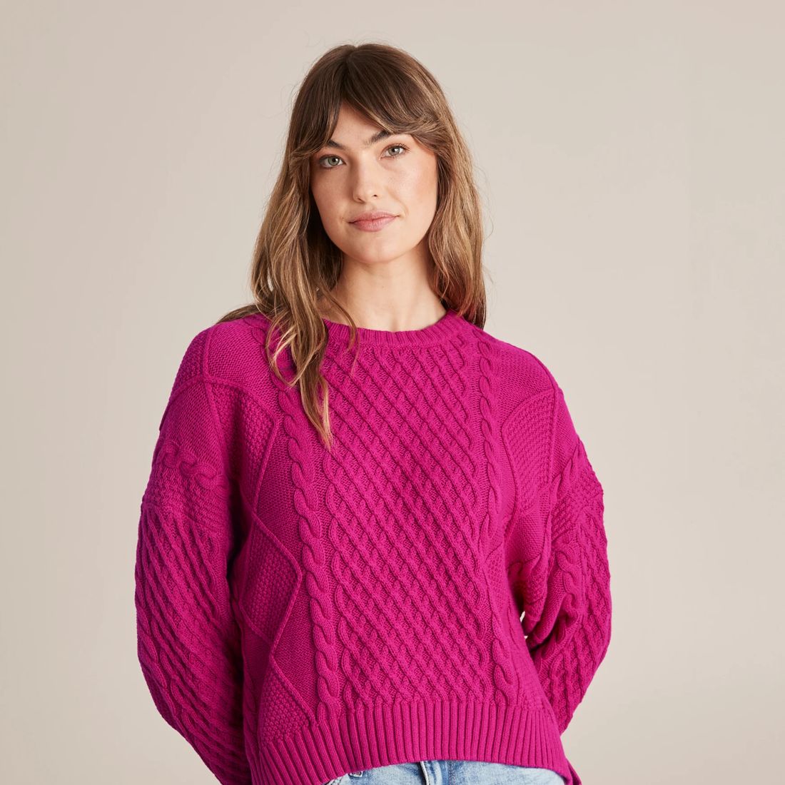 Australian Cotton Crew Neck Cable Knit Jumper | Target Australia