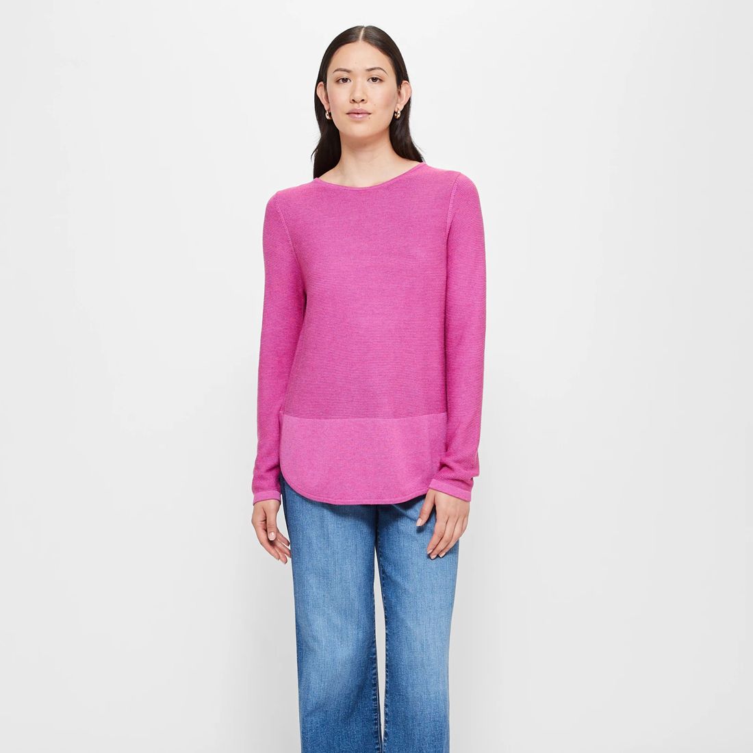 Stitch Curve Hem Jumper - Fuschia Pink | Target Australia
