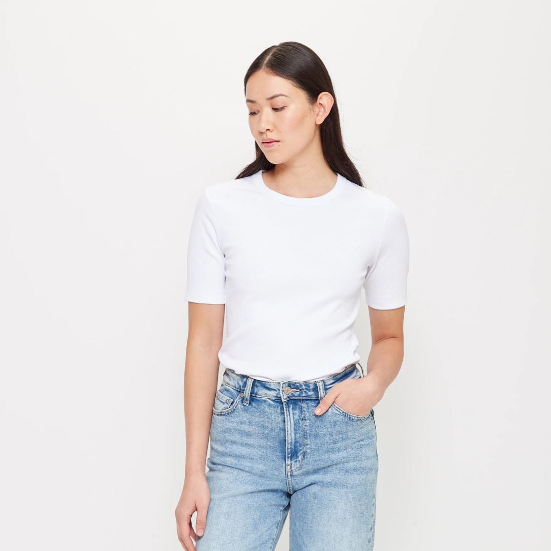 Australian Cotton Rib Layer T-Shirt - Brilliant White | Target Australia