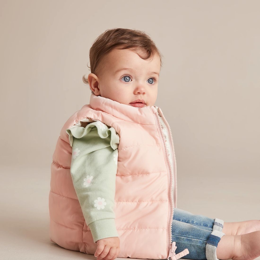 Baby Reversible Recycled Puffer Vest - Pink Floral | Target Australia