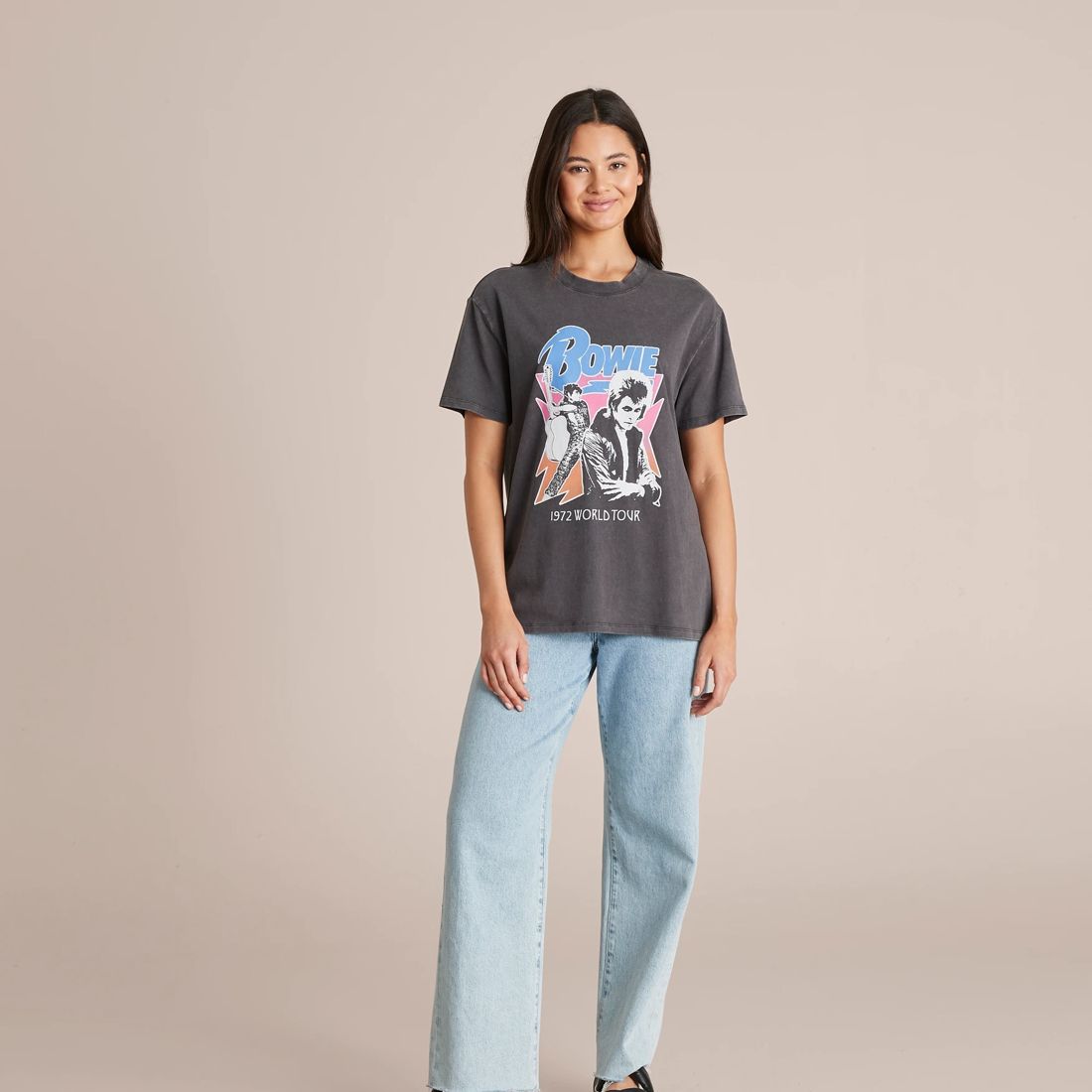 David Bowie 1972 Tour Crew Neck Boxy T-Shirt | Target Australia