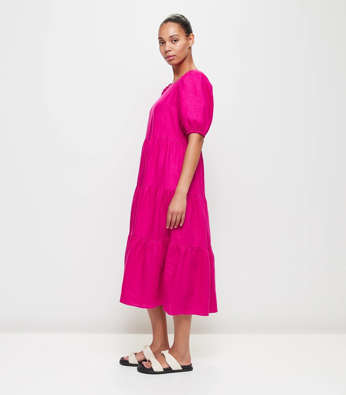 European Linen Tiered Midi Dress | Target Australia