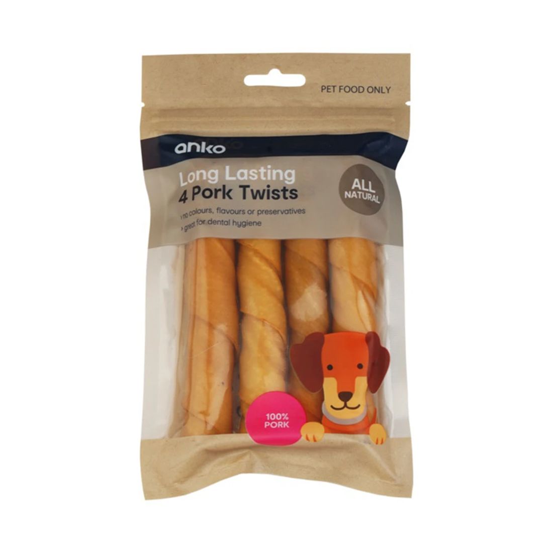 Pet Treat Pork Twist, 4 Pack - Anko | Target Australia