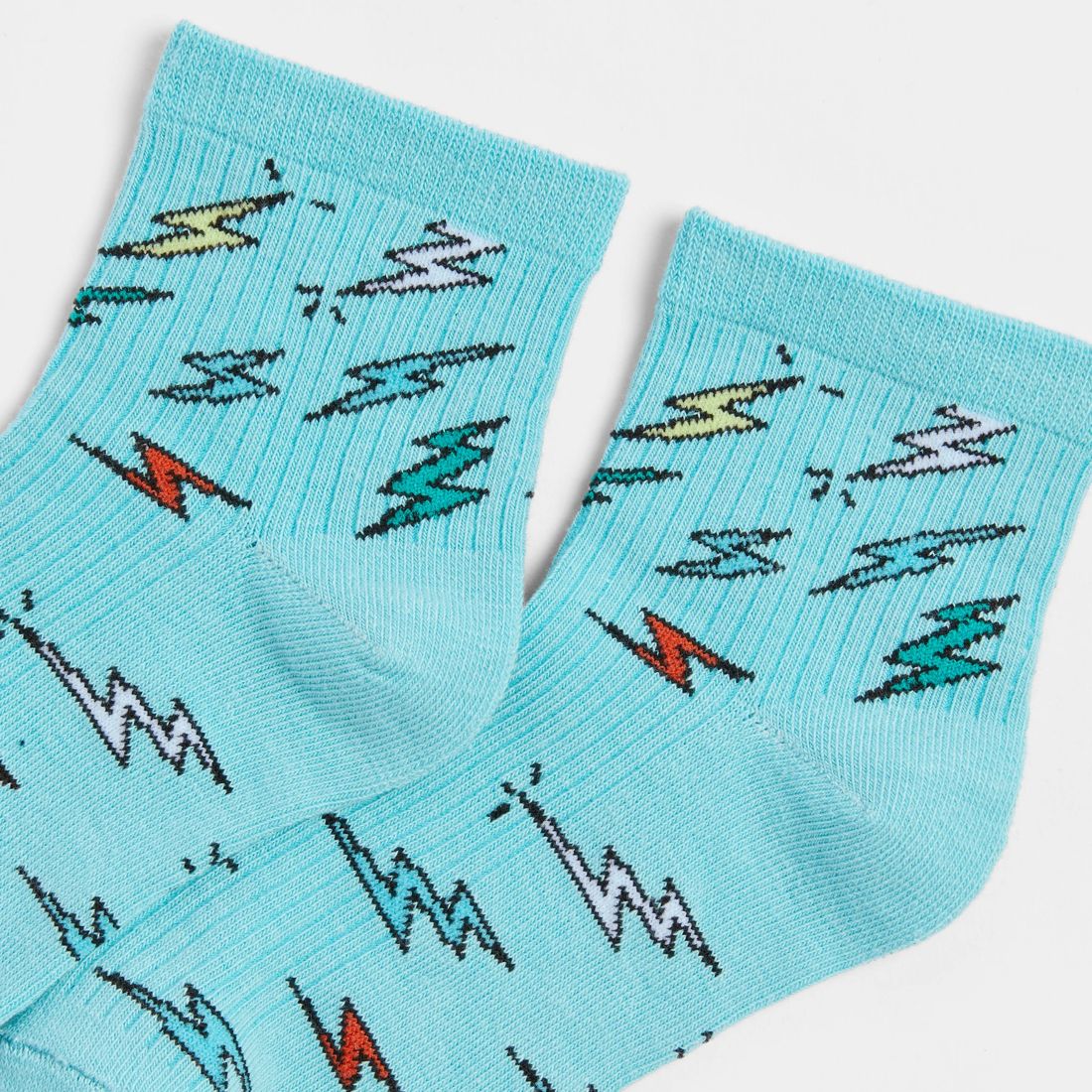 Novelty Kids Qtr Crew Socks 1 Pack - Blue Lightening Bolt | Target ...