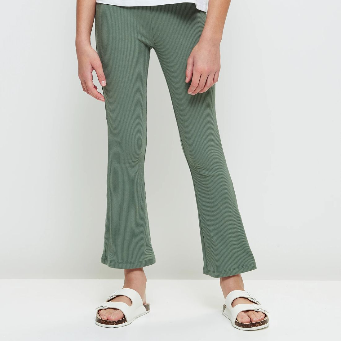 Rib Flare Leggings - Khaki | Target Australia