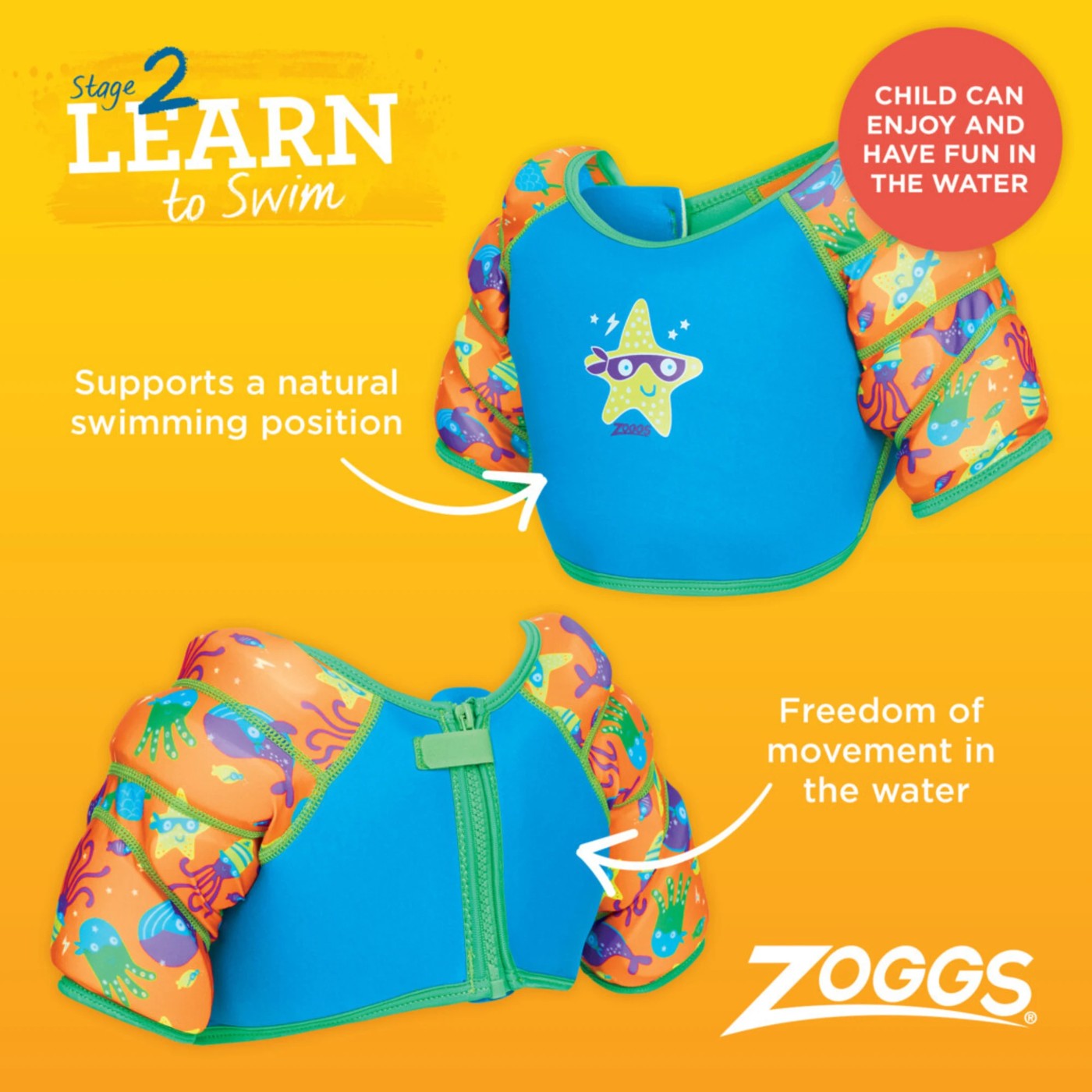 Zoggs Water Wings Swimming Vest - Aqua Super Star | Target Australia